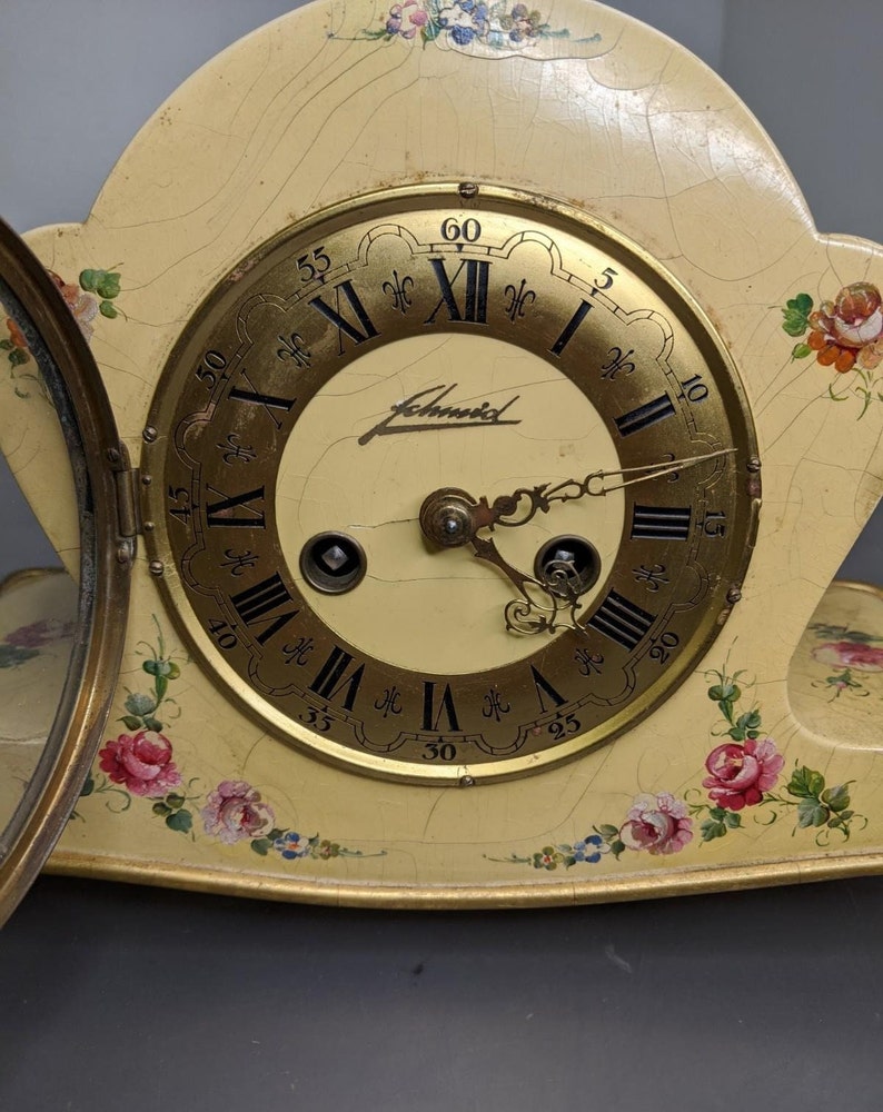 Vintage German Schmid Lacquered Finish Mantel Clock- No Pendulum, No ...