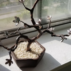 Vintage Bovano Enamel on Copper Fowering Bonsai Tree Sculpture-537 Gr ...