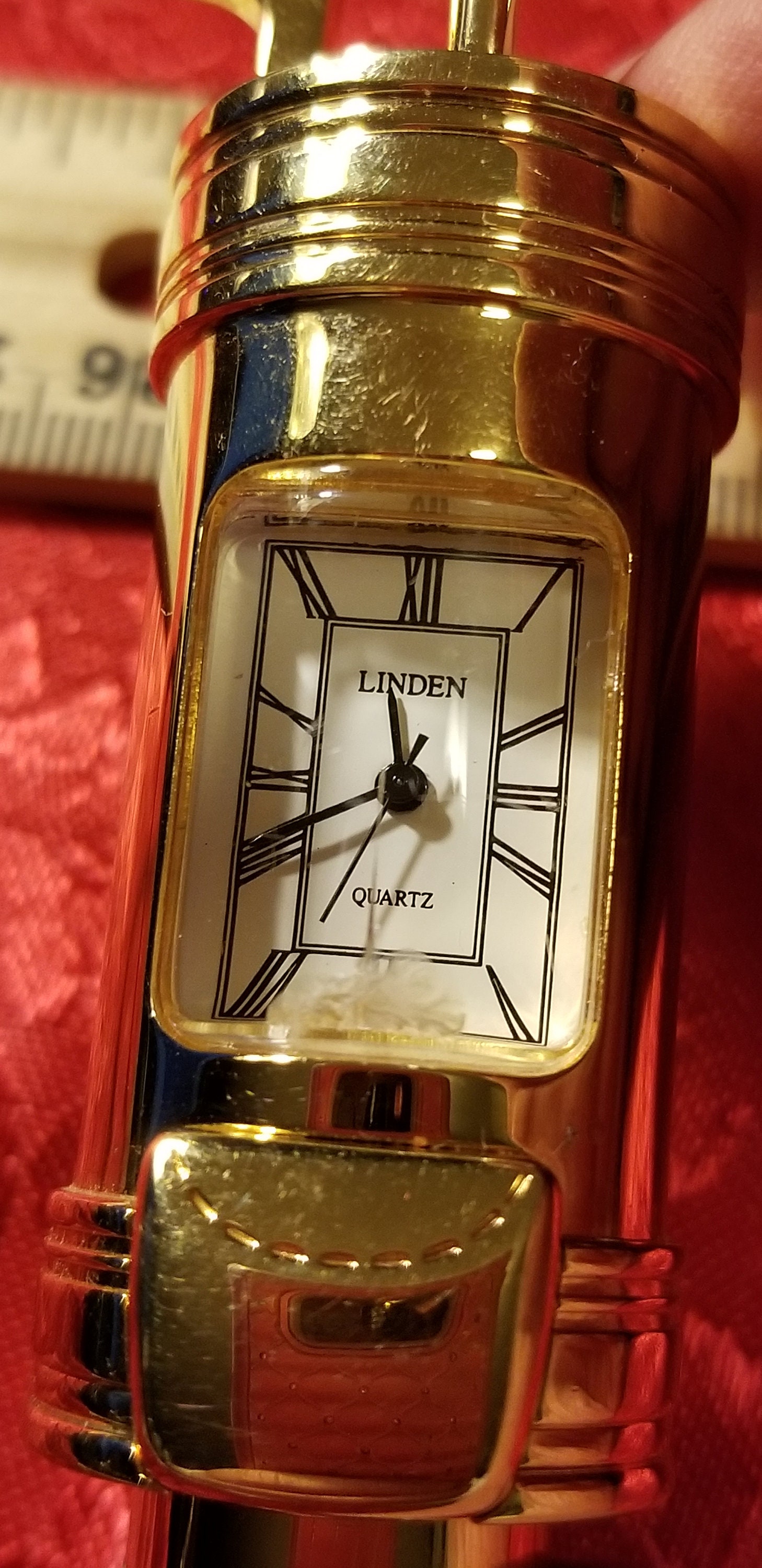 Pre-owned Linden Solid Brass Quartz Small Desk Clock - Runs, Keeps Time ...