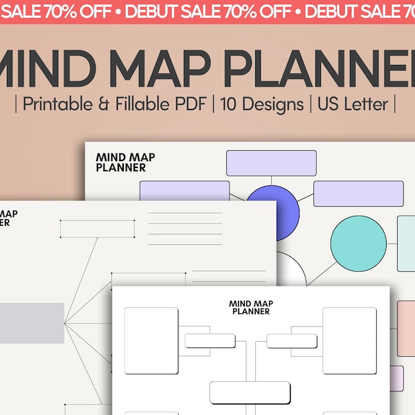 Mind Map Printable and Fillable PDF Mind Map Planner Template Visual ...