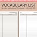 Minimal Vocabulary List Printable | Vocabulary Note Worksheet ...
