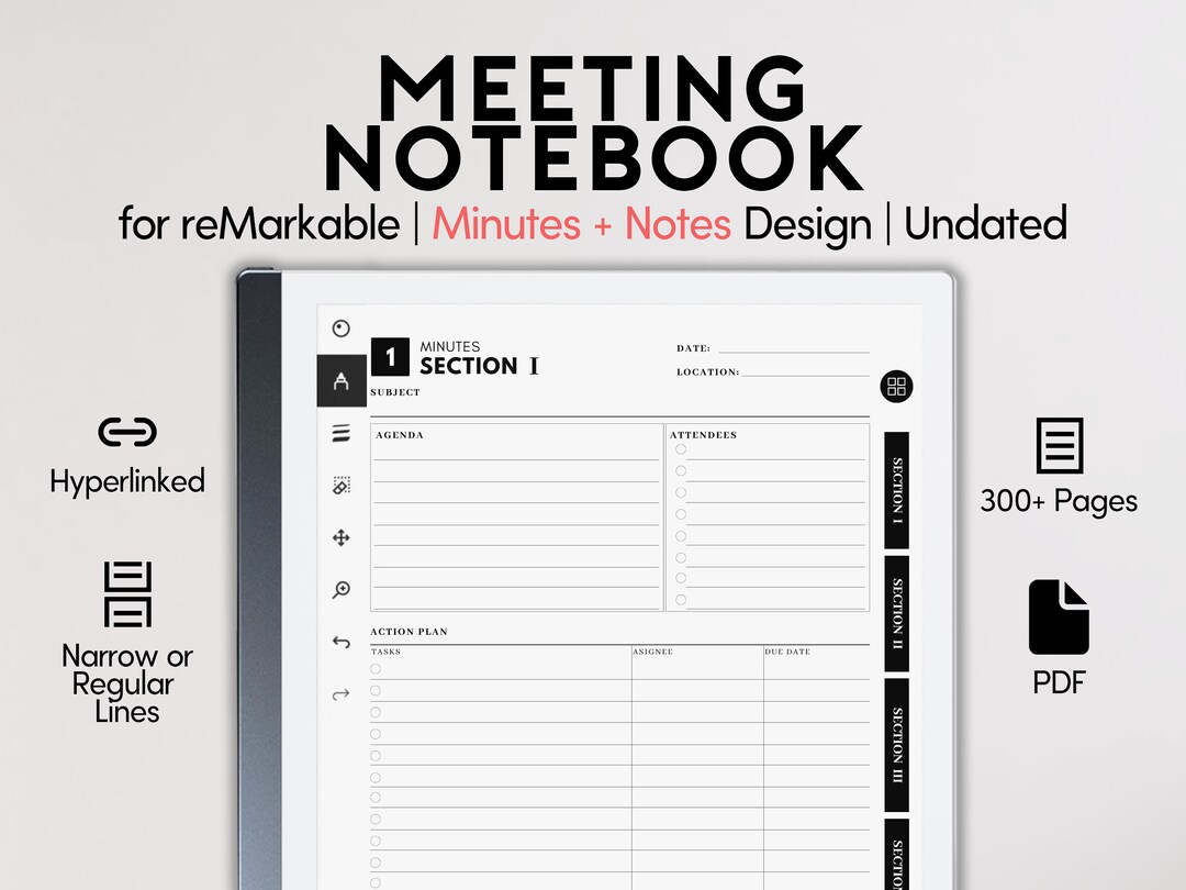 Meeting Notebook for Remarkable 2 | Undated Meeting Minutes | Meeting ...