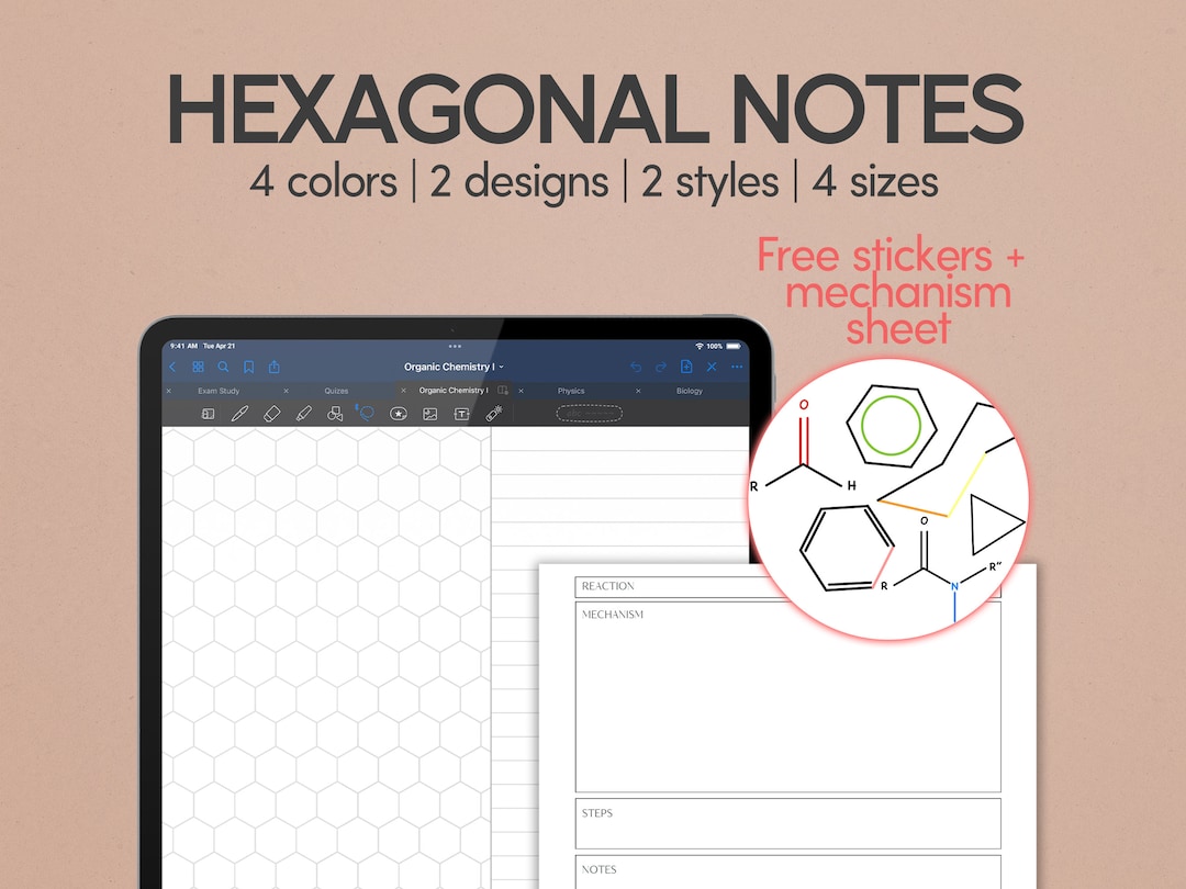 Organic Chemistry Hexagonal Note Paper | Student Mechanism Reaction ...