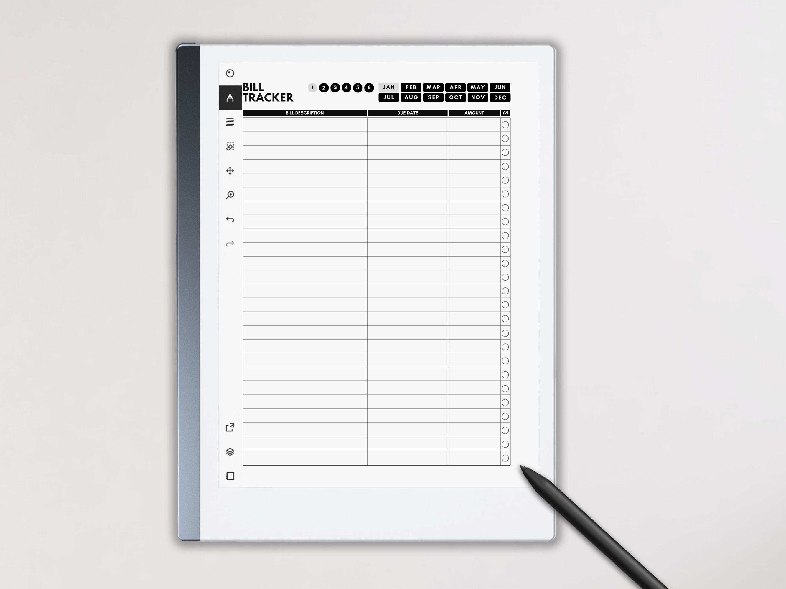 Monthly Bill Tracker | Fits Remarkable 2 Template | Payment Tracker ...