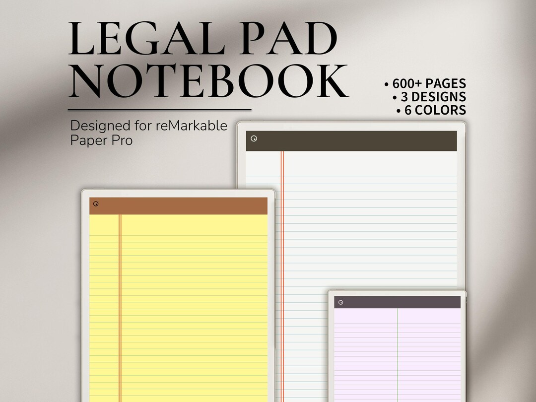 Legal Pad Notebook for Remarkable Paper Pro | Yellow Legal Paper ...