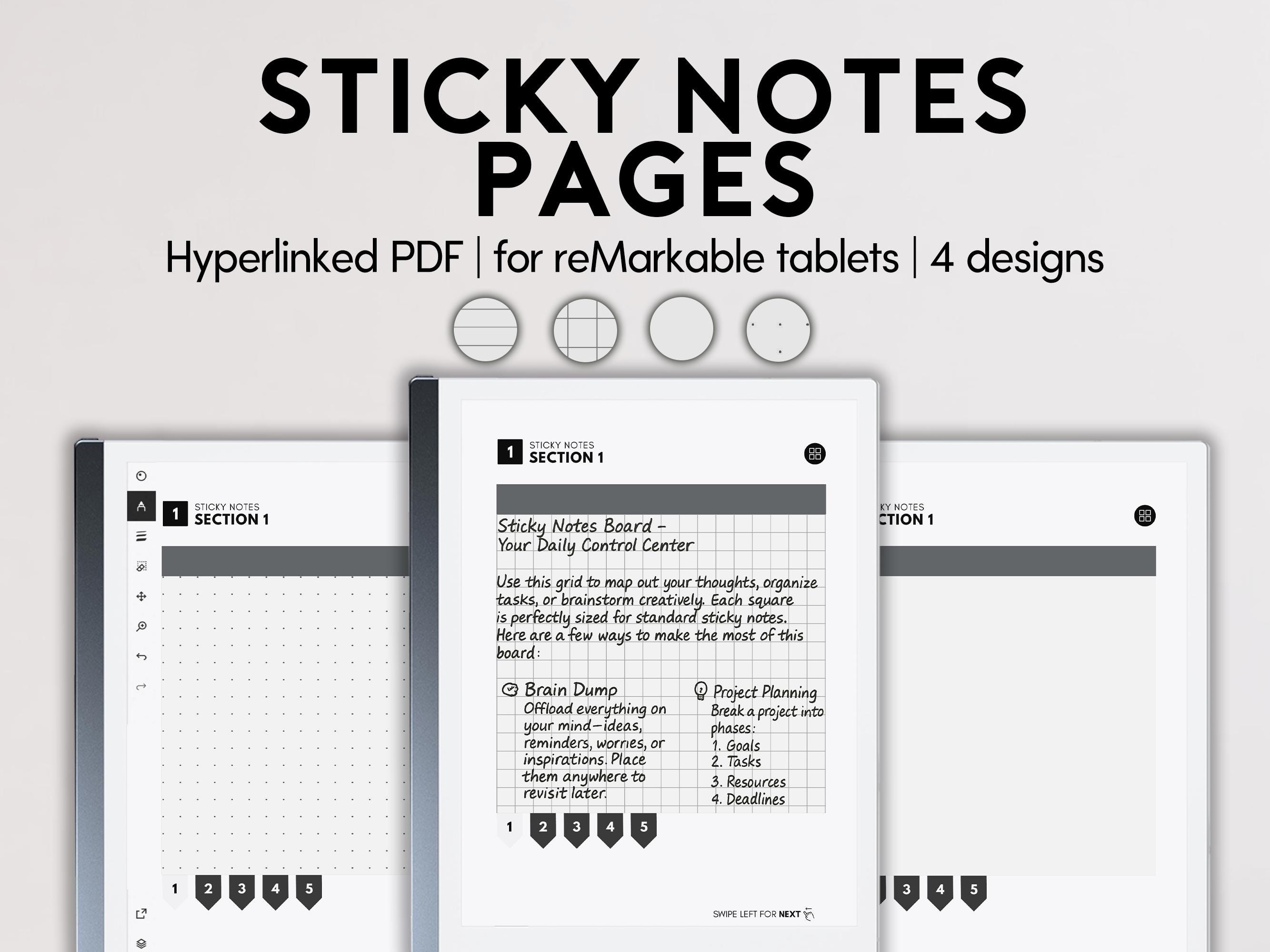 Sticky Note Pages for Remarkable 2 | Hyperlinked Digital Post-it ...