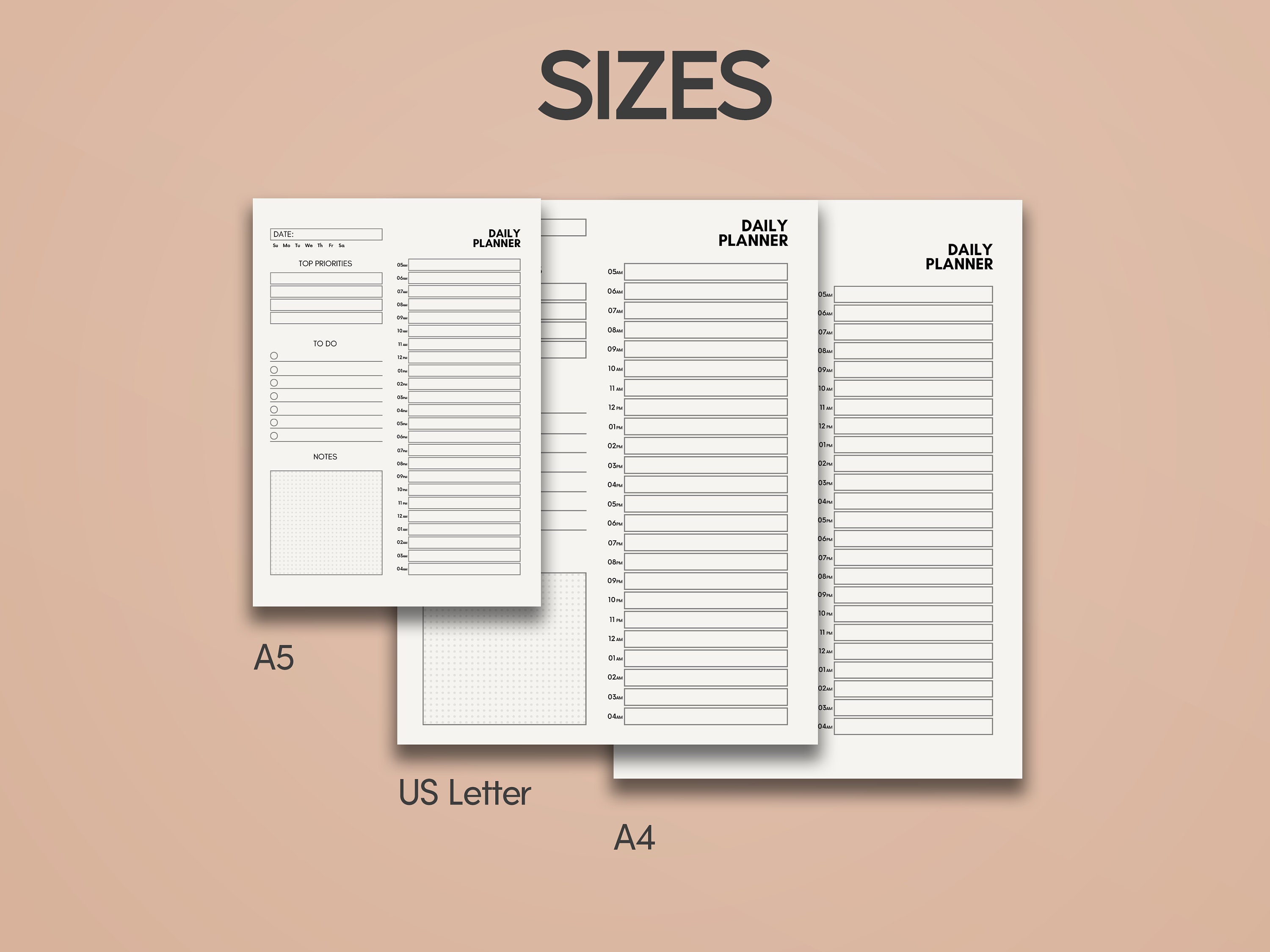 24 Daily Hour Planner Printable Daily Planner Time - Etsy