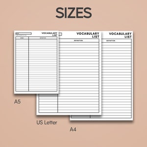 Minimal Vocabulary List Printable | Vocabulary Note Worksheet ...