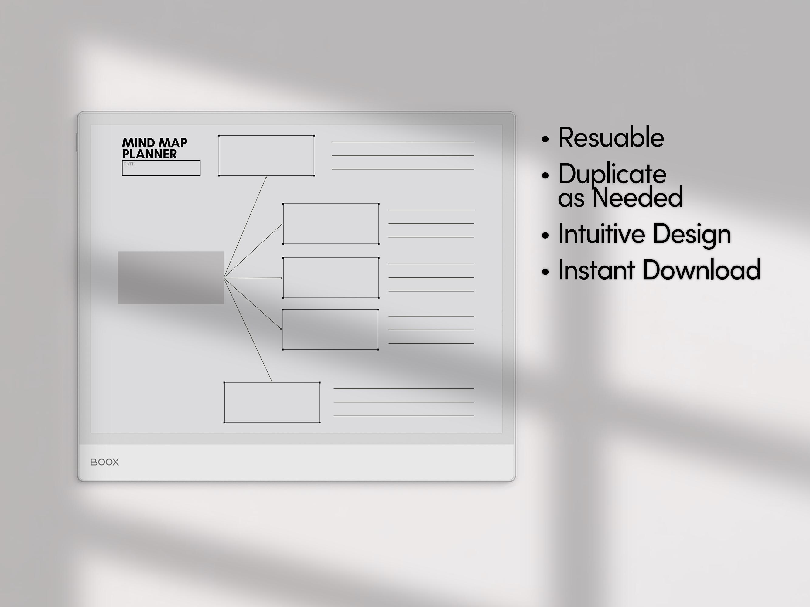 Mind Map Planner Template | Fits Onyx BOOX Note Air Tablets | Visual ...