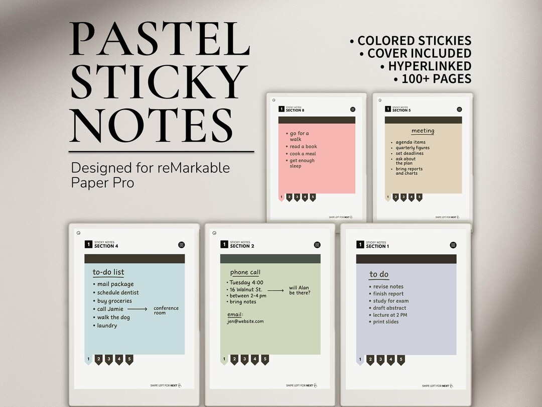 Sticky Note Pages for Remarkable Paper Pro | Digital Post It Notebook ...