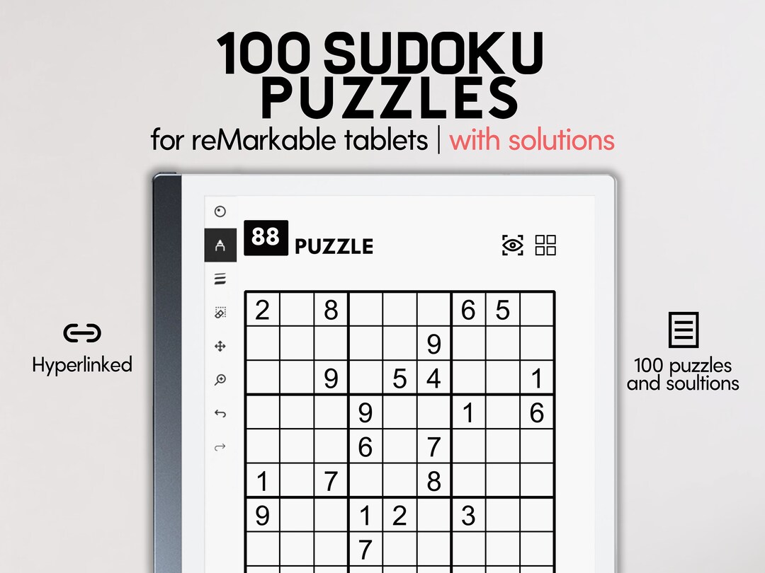 Sudoku Puzzles for Remarkable 2 | Mind Games | 100 Hyperlinked Puzzles ...