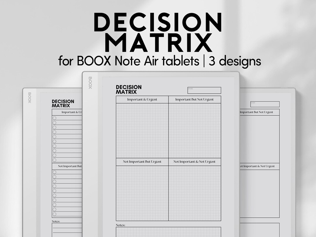 Decision Matrix Fits BOOX Note Air | Priority Matrix Template for ...