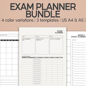 Exam Prep Bundle | Student Study Tracker | Exam Planner Study Kit ...