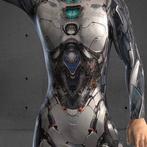 Silver Cyborg Costume Men (custom Fit Available), Rave Costume Men ...