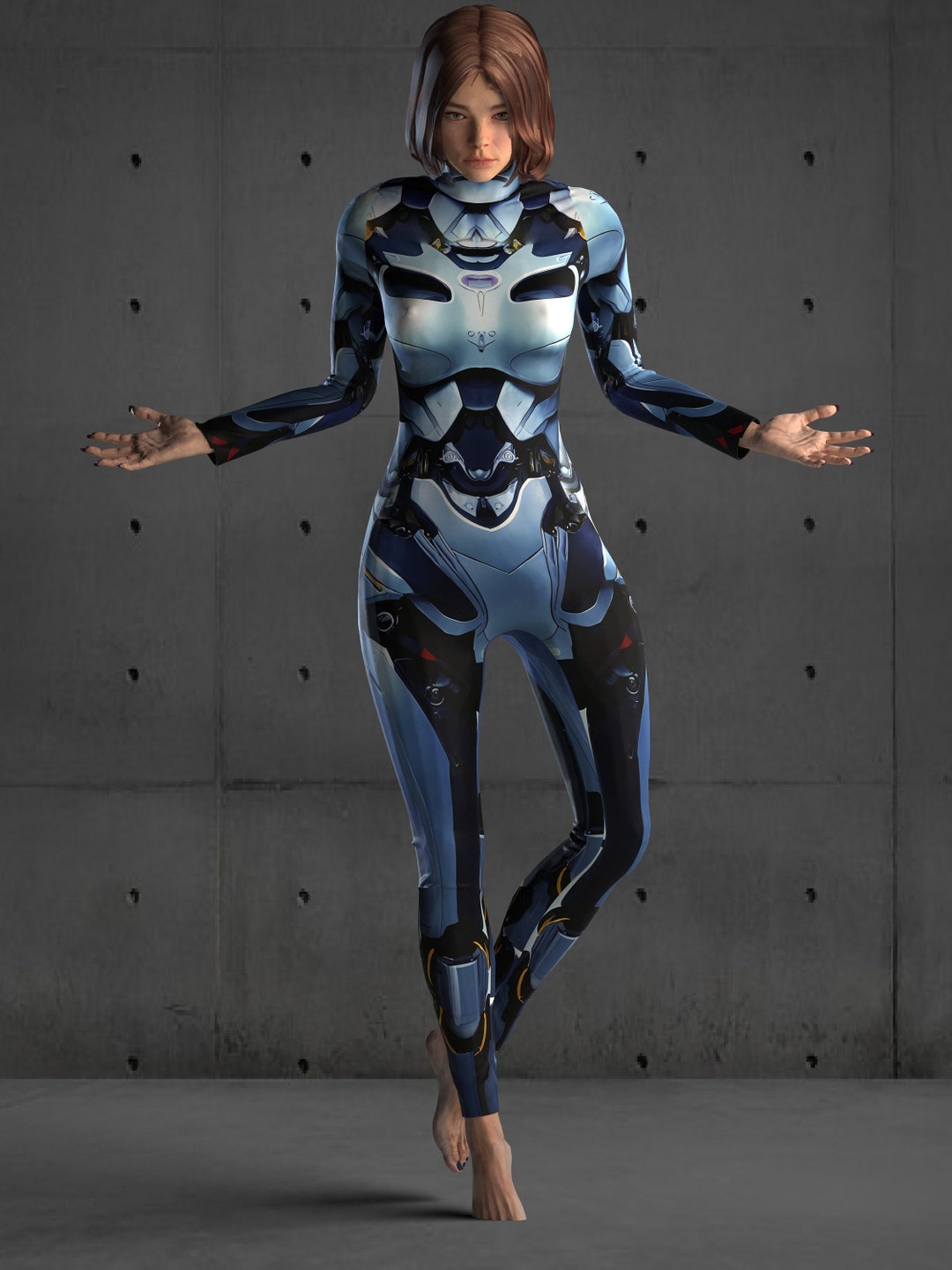 Futuristic Armor Costume custom Fit Available, Blue and Silver Robot ...