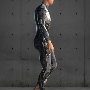 Silver Cyborg Costume Men (custom Fit Available), Rave Costume Men ...