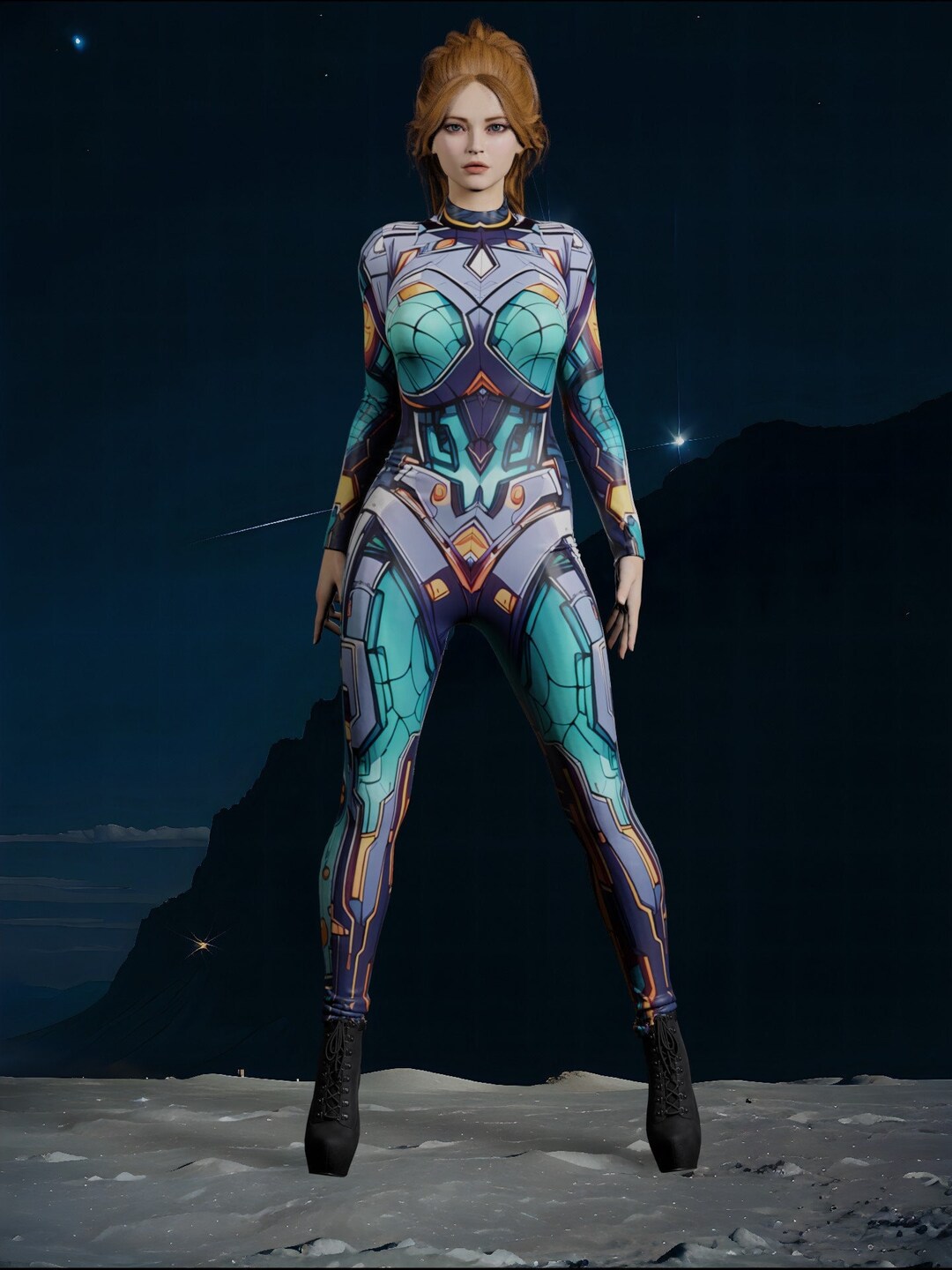 Halloween Blue Alien Armor Costume, Futuristic Rave Outfit for Parties ...