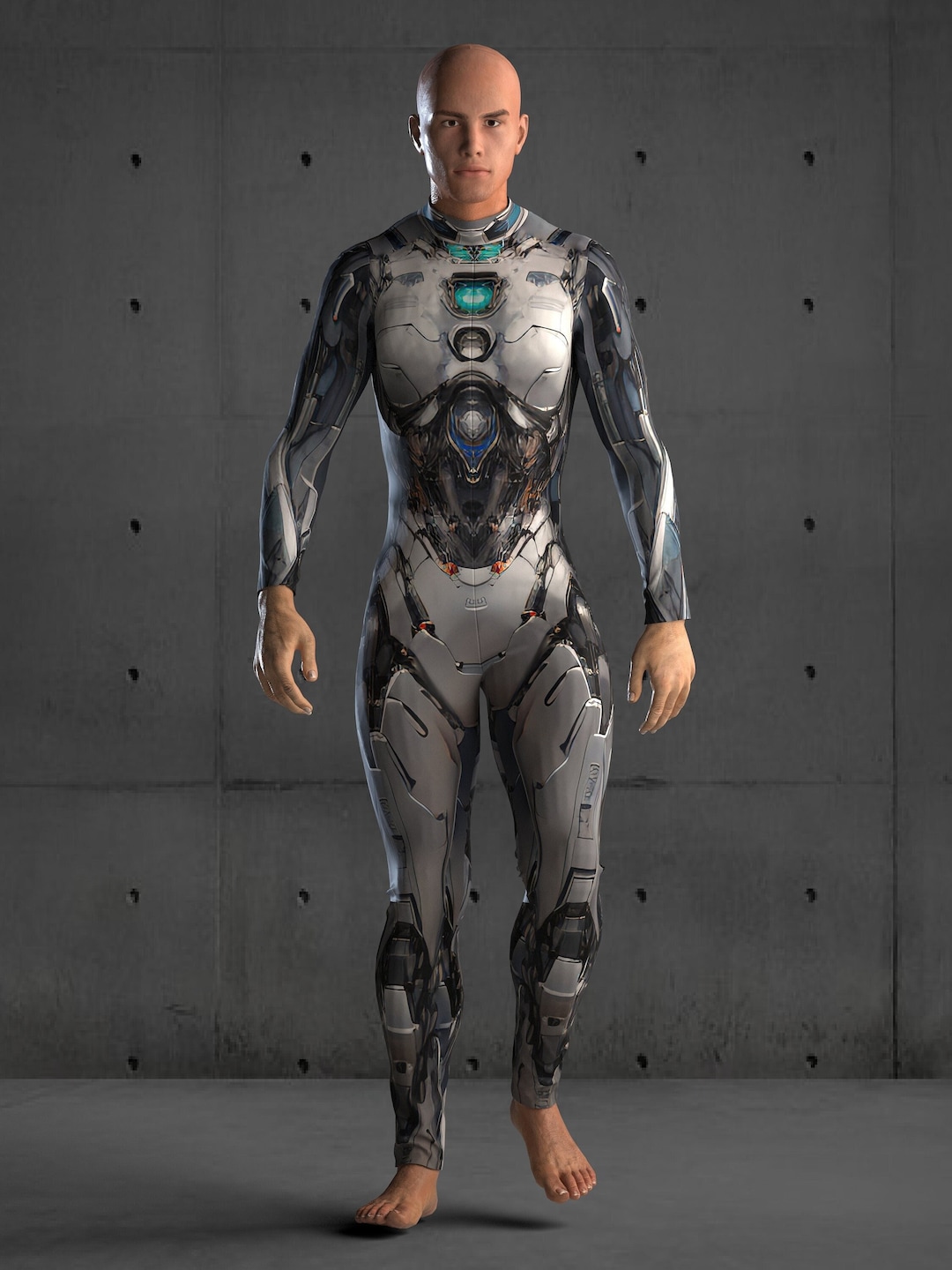 Silver Cyborg Costume Men (custom Fit Available), Rave Costume Men ...