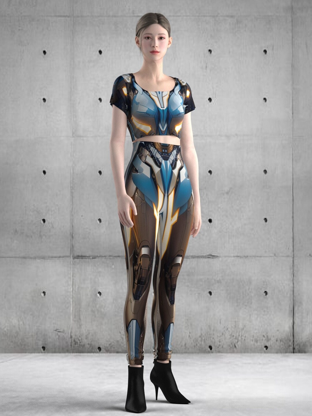 Cyberpunk Robot Costume, Women's Blue Top and Legging, Custom Fit - Etsy