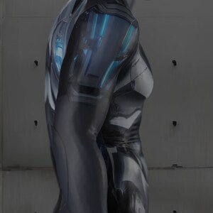 HAUTICO Futuristic Cyborg Armor Costume for Men, Blue Rave Party Outfit ...