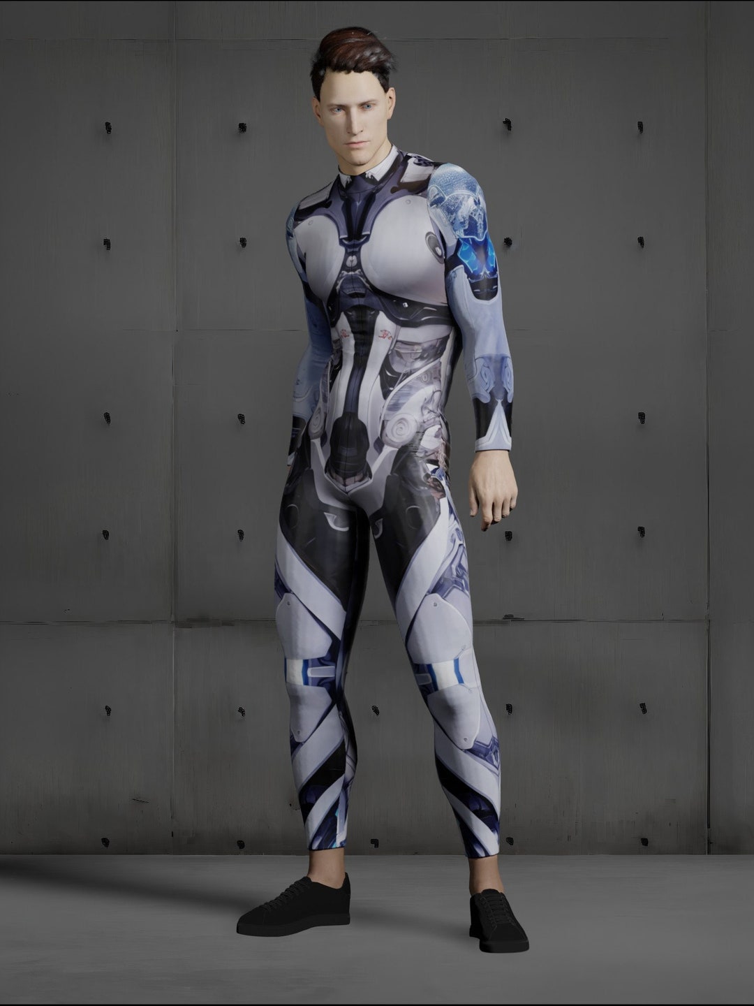 HAUTICO Halloween Armor Costume for Men, Futuristic Rave Party Outfit ...