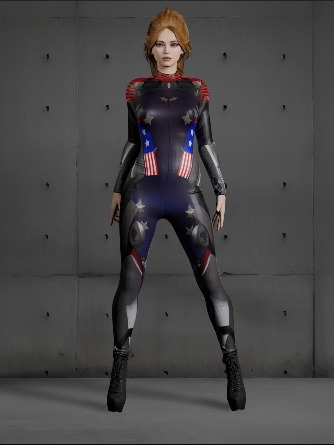 Red, White and Blue, Stars & Stripes American Flag Armor Costume ...