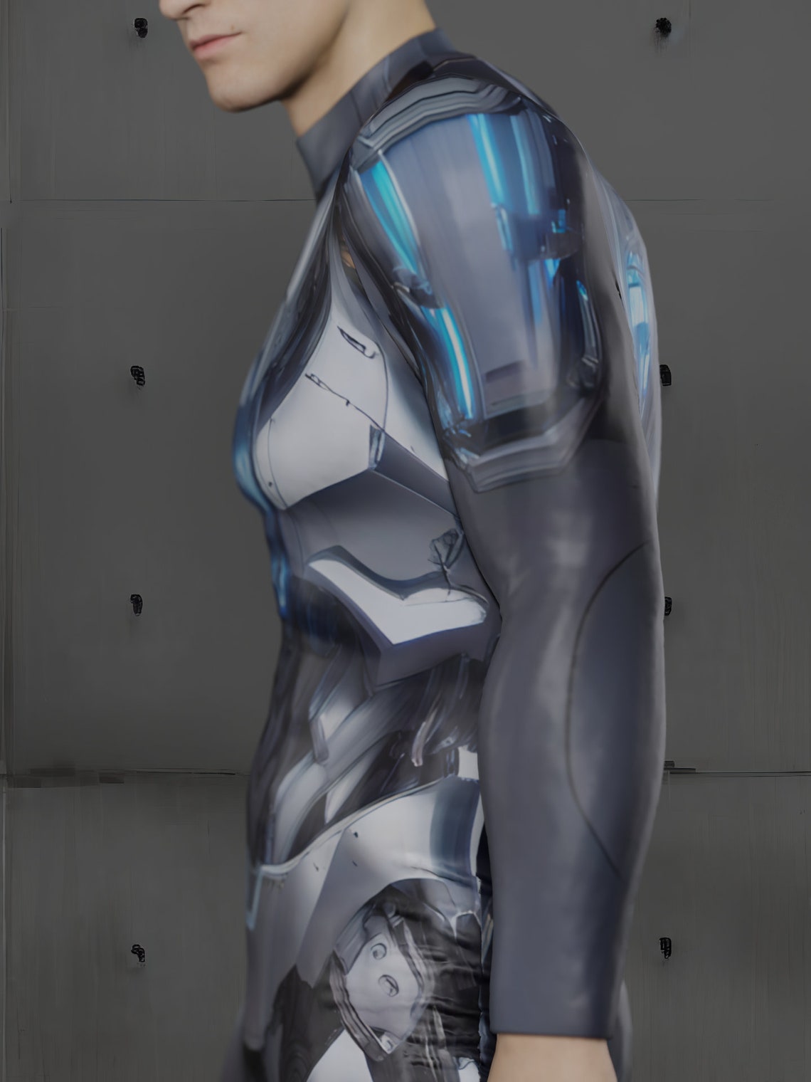 Futuristic Cyborg Armor Costume, Blue Rave Outfit, Halloween Superhero ...