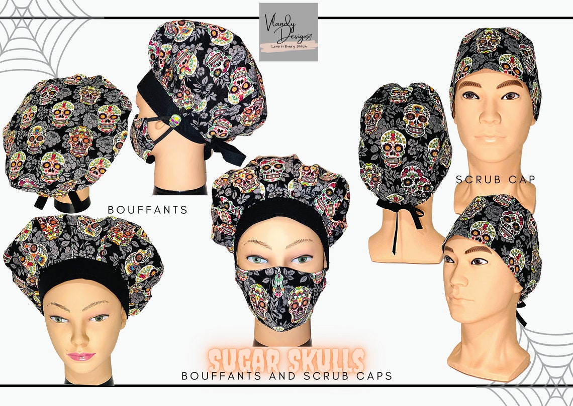 Halloween/fall Scrub Caps AND Bouffants With Buttons for - Etsy