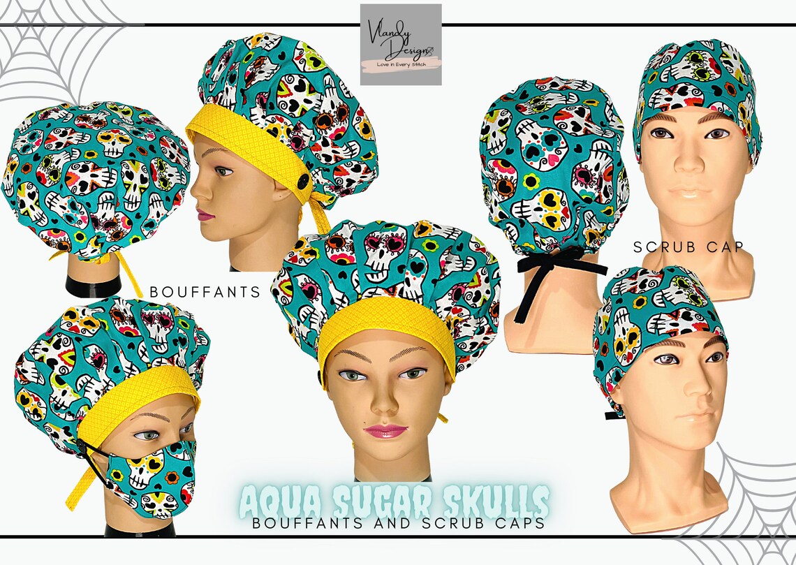 Halloween/fall Scrub Caps AND Bouffants With Buttons for - Etsy