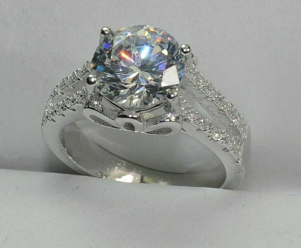 925 Silver Split Shanks Wedding Ring 2CT Round Cut Moissanite | Etsy