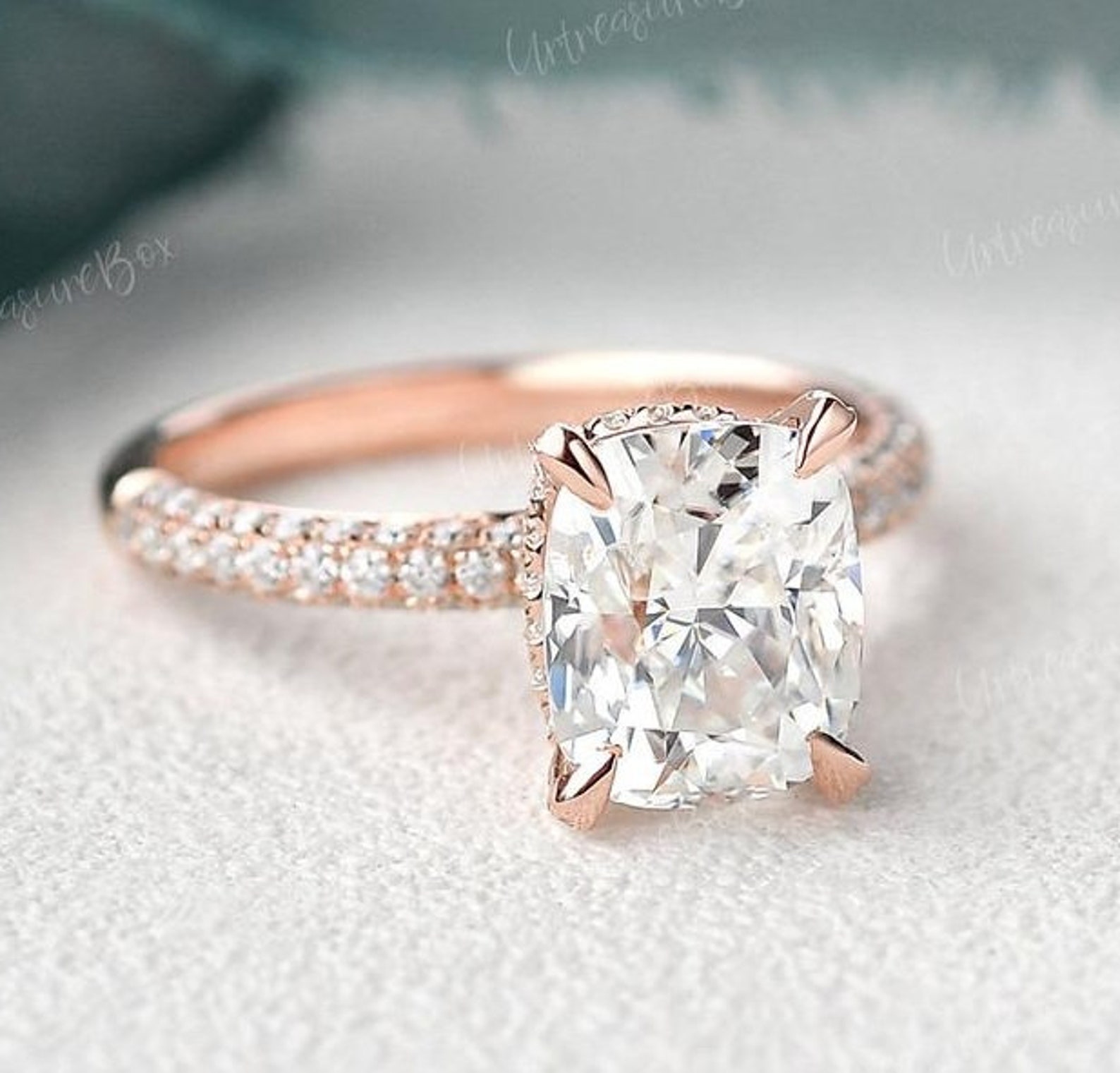 3 Ct Elongated Cushion Cut Engagement Ring Cushion Cut | Etsy