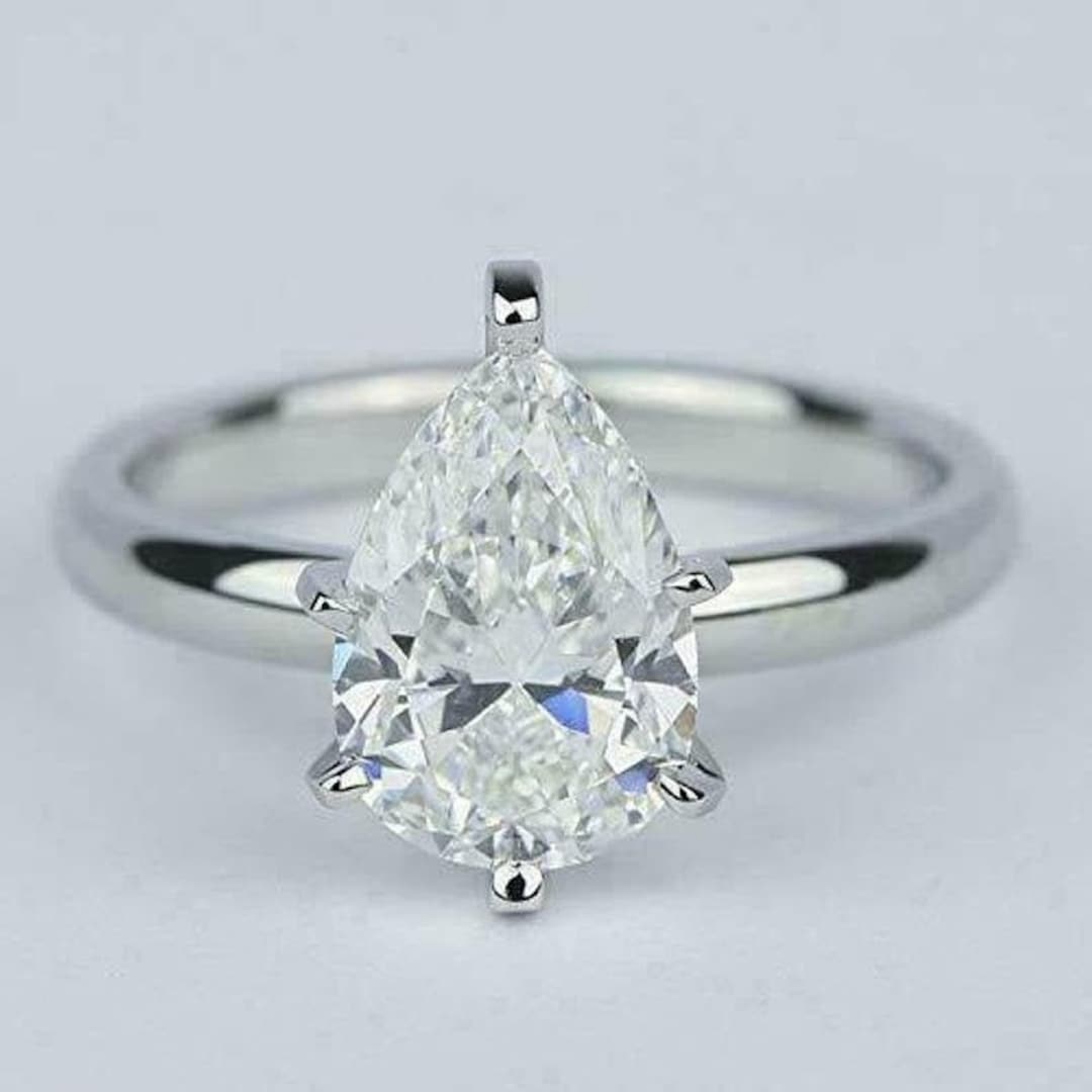 Pears Diamond Ring, 3 CT Pears Cut 12x8 MM Moissanite Ring, Six Pointed ...