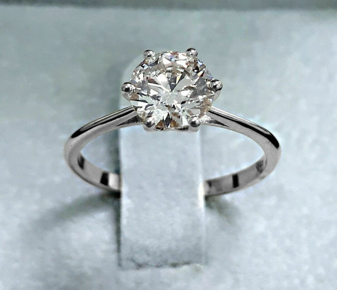 Round Solitaire Ring, 2.5CT Round Colorless Moissanite Ring, Dainty ...