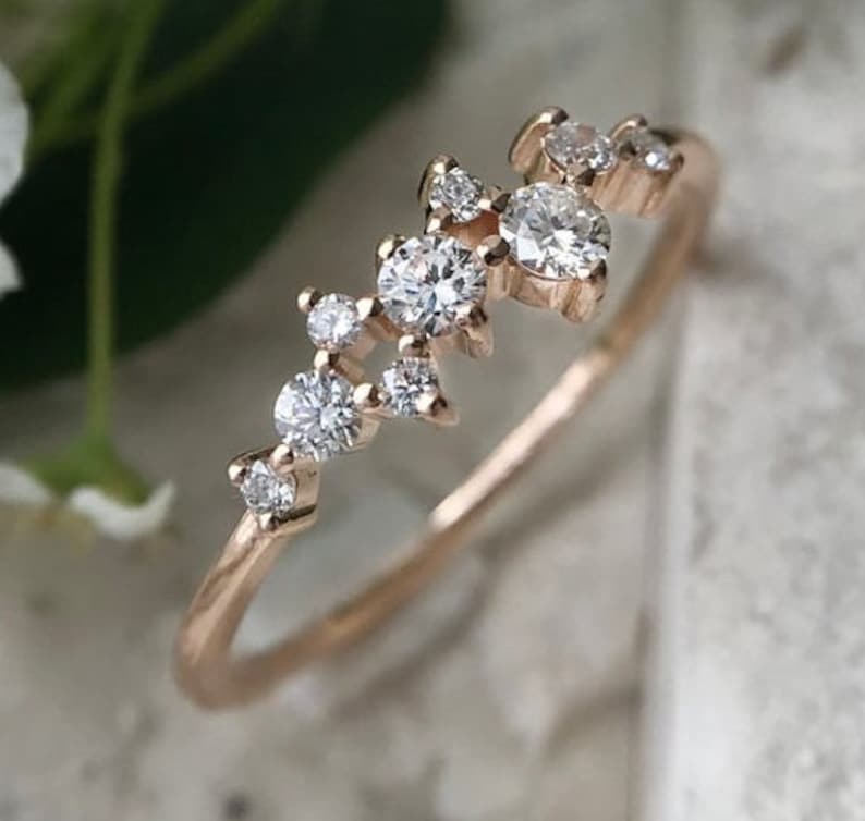 925 Silver Cluster Ring Diamond Cluster Ring Cluster 14k - Etsy