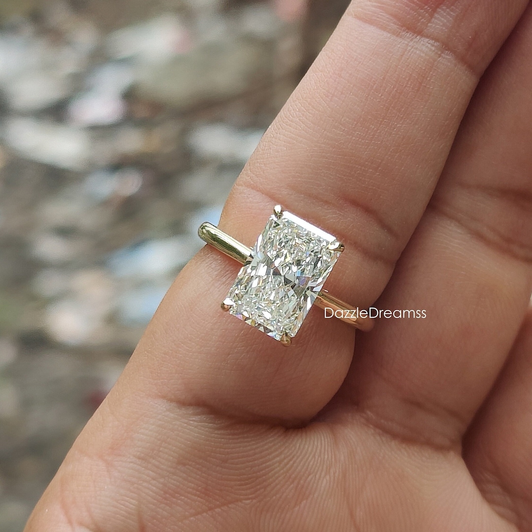 Gorgeous 5CT Radiant Lab Grown Diamond Wedding Ring, Available in 1 to ...