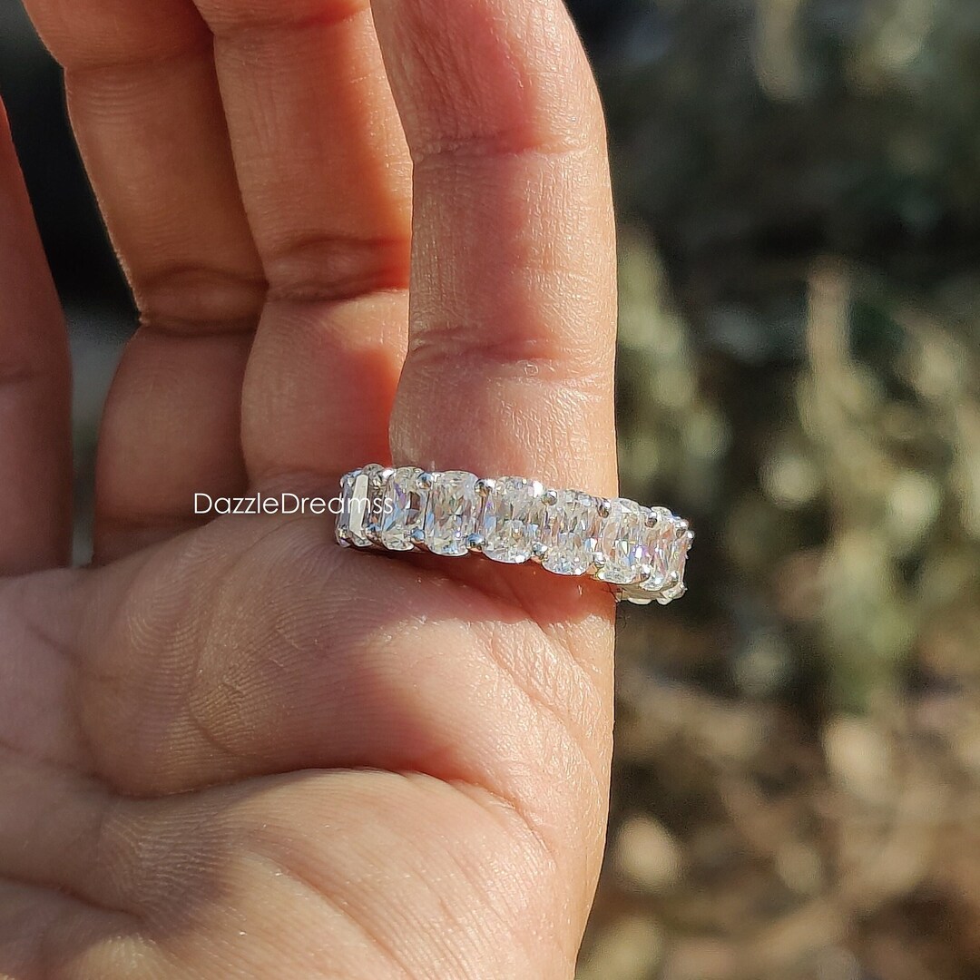 4x6mm Elongated Cushion Moissanite Wedding Band/9.40ct Diamond ...