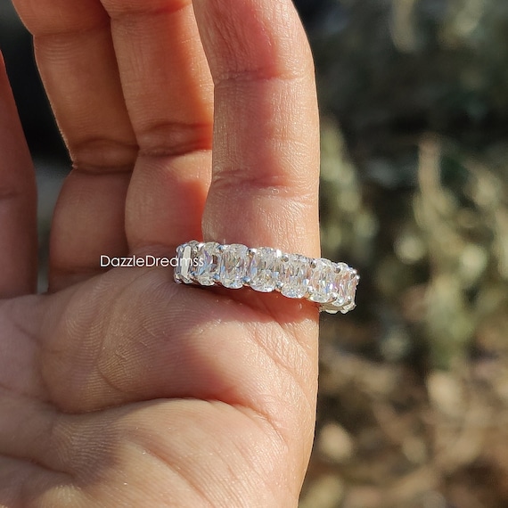 4x6mm Elongated Cushion Moissanite Wedding Band 9.40ct Diamond Solitaire Band 14k Gold Full Eternity Band u Prong Style Band stacking Band Etsy