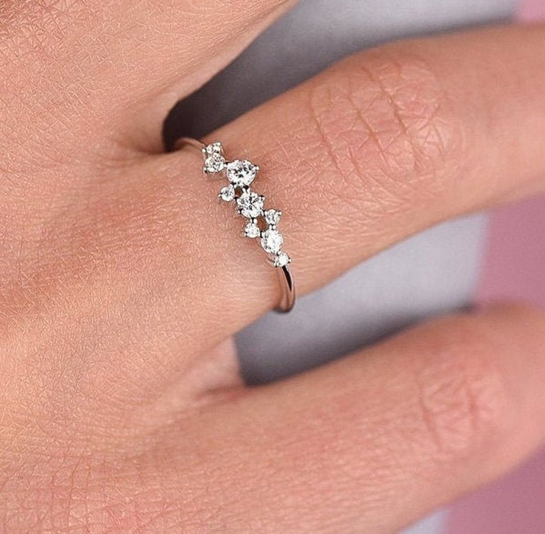 925 Silver Cluster Ring Diamond Cluster Ring Cluster 14k - Etsy