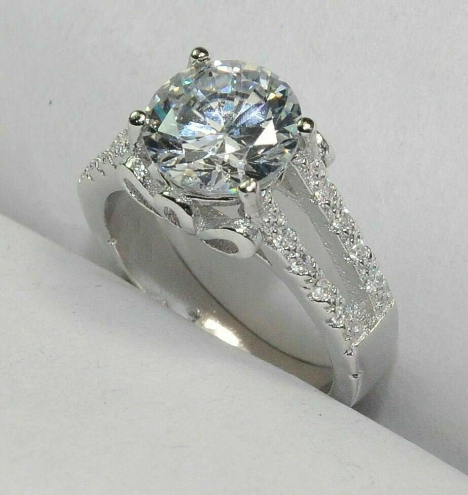 925 Silver Split Shanks Wedding Ring 2CT Round Cut Moissanite | Etsy