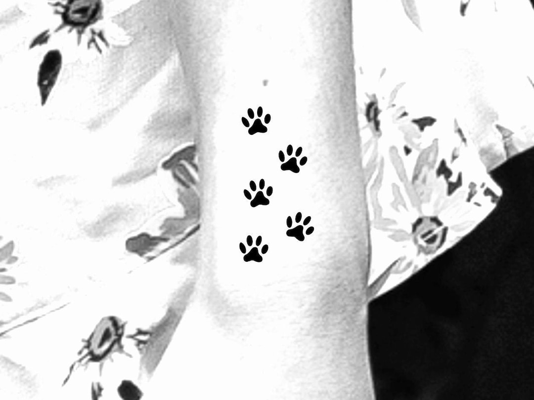 Small Paw Prints Temporary Tattoo / 5 Tiny Paw Prints Tattoo - Etsy