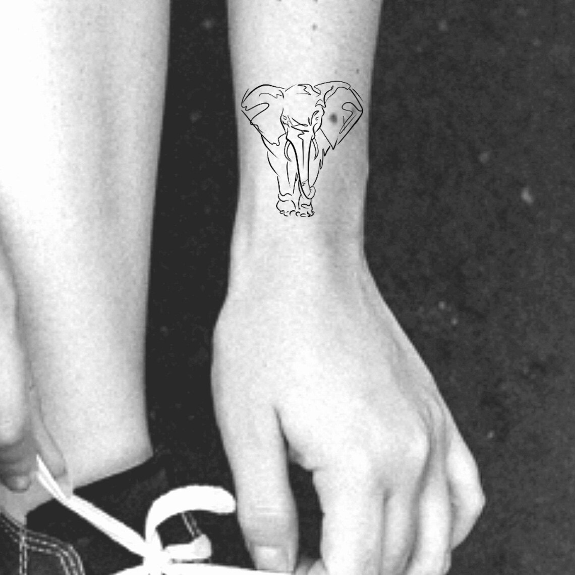 Elephant Temporary Tattoo / Fine Line Elephant Tattoo / | Etsy