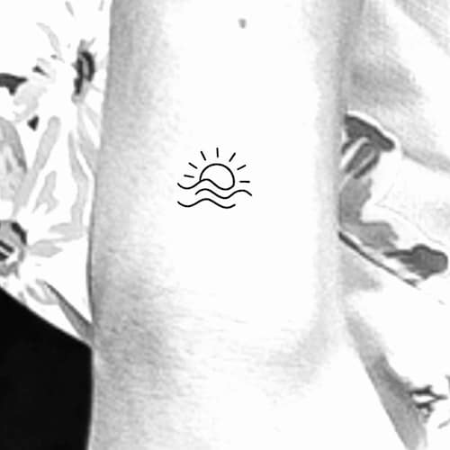Wave Sun Heart Temporary Tattoo - Etsy