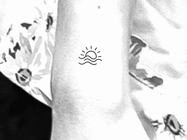Small Sun Wave Temporary Tattoo / Small Sun Tattoo / Small - Etsy