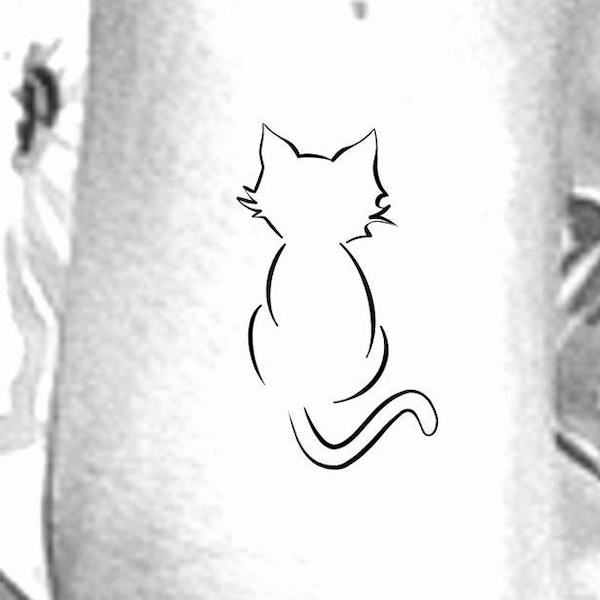Cat Outline Tattoo - Etsy