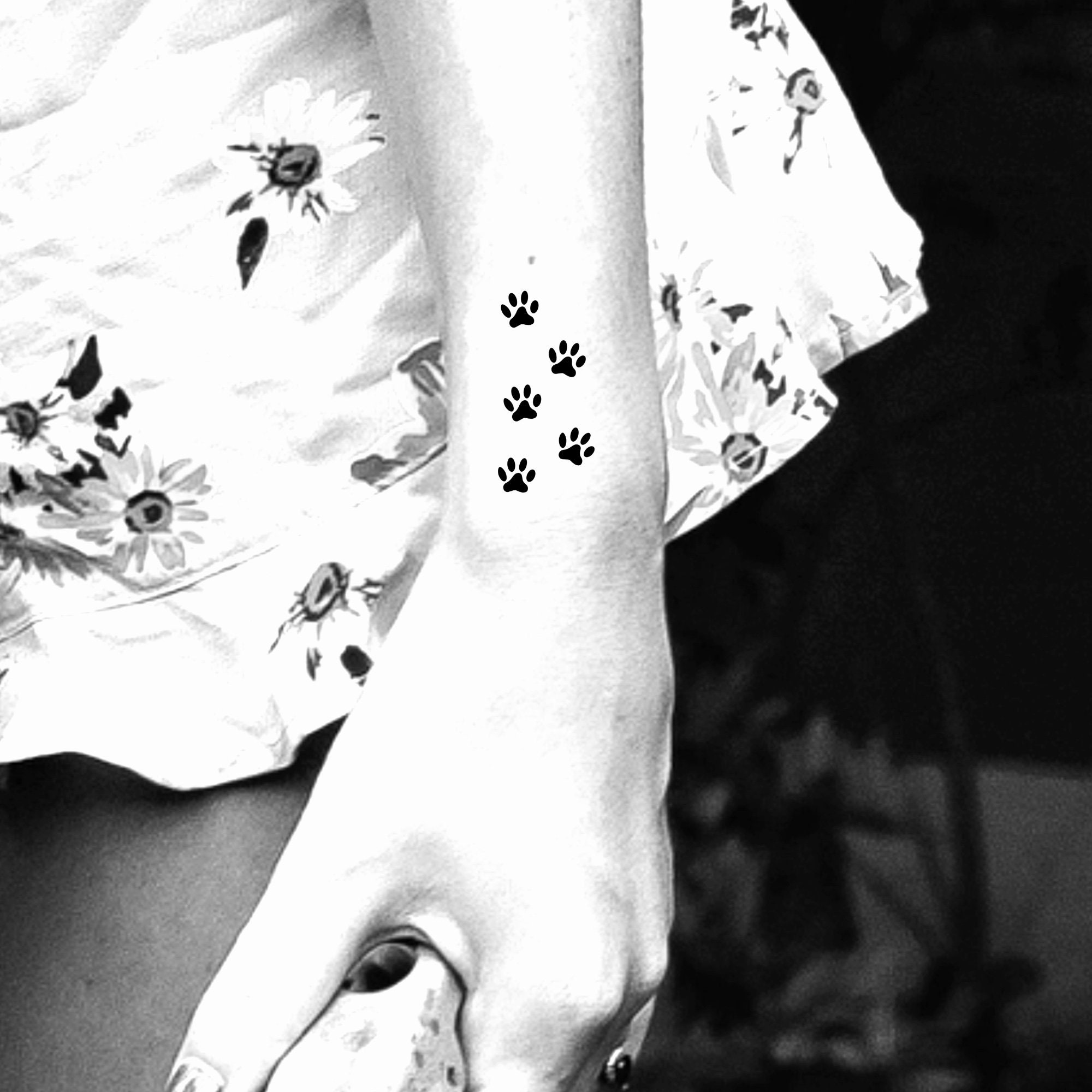 Small Paw Prints Temporary Tattoo / 5 Tiny Paw Prints Tattoo | Etsy