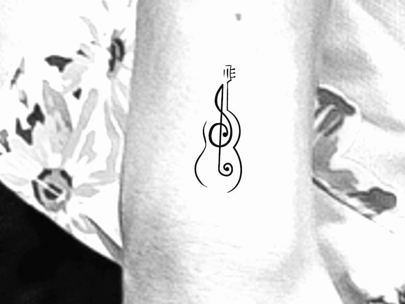 Guitar Temporary Tattoo / Music Tattoo / Music Note Tattoo / - Etsy