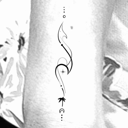 Sun Moon Wave Unalome Temporary Tattoo / Wave Tattoo / Beach - Etsy
