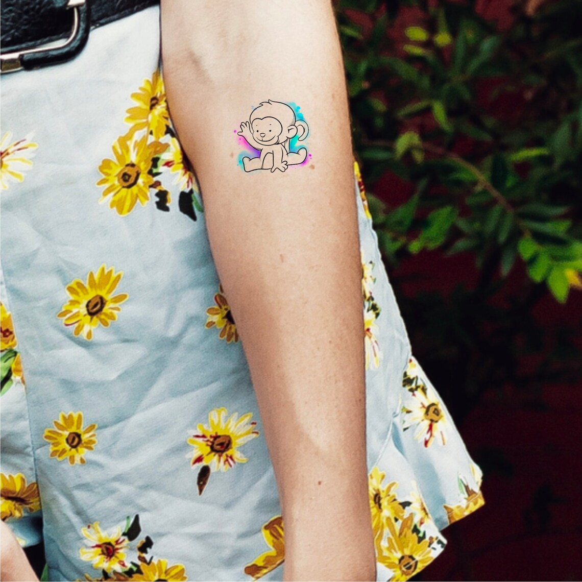 Baby Monkey Watercolor Temporary Tattoo - Etsy