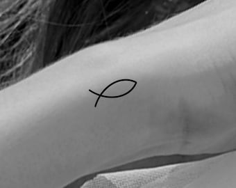 Cross Jesus Fish Temporary Tattoo / Religious Tattoo / Small - Etsy
