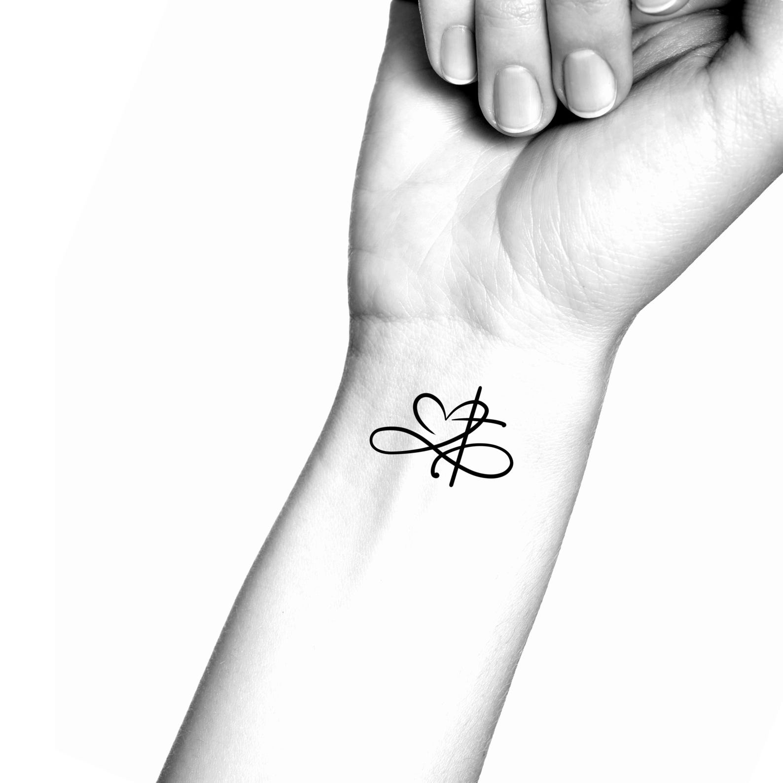 Cross Heart Infinity Temporary Tattoo - Religious Tattoo - Etsy